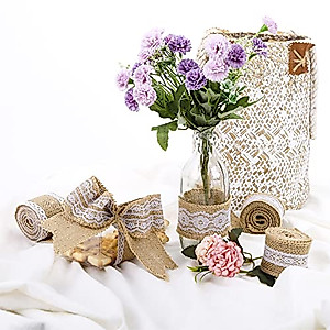 VGOODALL Jute Ribbon, 12PCS Burlap Lace Ribbons Craft Ribbon 26 Yards for Crafts Gift Wrapping Rustic Decor