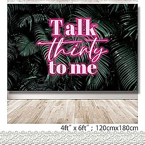 Rcoaror Palm Leaves Talk Thirty to Me Backdrop Pink 30th Birthday Party Background for Photography Girls Women Cheers to 30 Years Summer Decorations Dirty Thirty Supplies 71X47inch