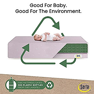 Serta Sertapedic Petals Dual Sided Premium Recycled Fiber Core Crib and Toddler Mattress - Waterproof - GREENGUARD Gold Certified - Trusted 7 Year Warranty - Made in USA Pink