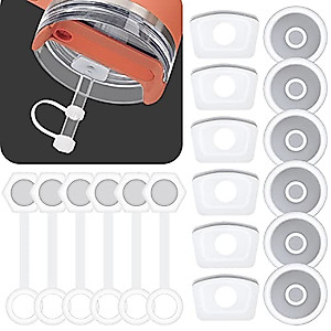 Winceed 18pcs Silicone Spill Stopper Set for Stanley Quencher H2.0 Flowstate Tumbler 40oz 30oz, Accessories for Stanley Cup with Straw Cover Cap, Square Spill Stopper, Round Leak Proof Stopper