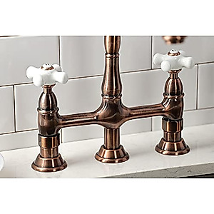 Kingston Brass KS127PXBSAC Heritage Bridge Kitchen Faucet, Antique Copper