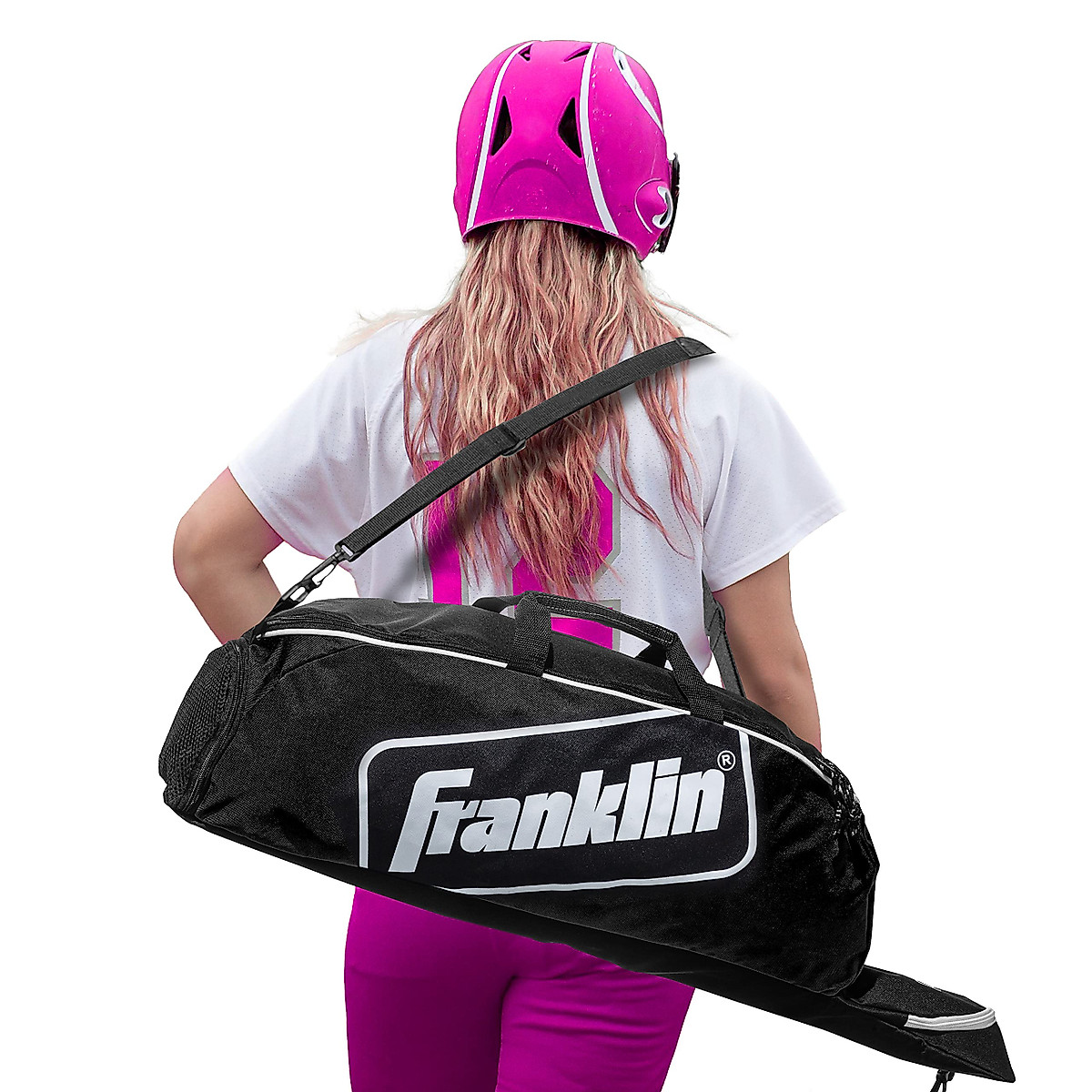 Franklin Sports Youth Baseball Bat Bag - Kids Teeball, Softball, Baseball Equipment Bag - Holds Bat, Helmet, Cleats and More - Black