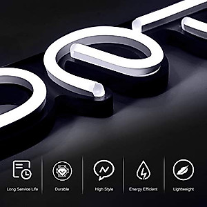 LED Open Sign for Business - Bright White Vertical Neon Style Open Light Signs | Beautiful Design to Attract Customers