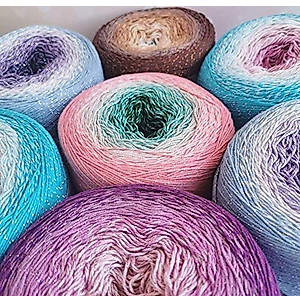 YarnArt Flowers Moonlight Glitter Cotton Yarn, Weight 9.17oz Length 1093 Yards Rainbow Crochet, Metallic Lurex Handknit Shiny, Silvery Cake, Multicolor Cotton,Rainbow Crochet (3253)