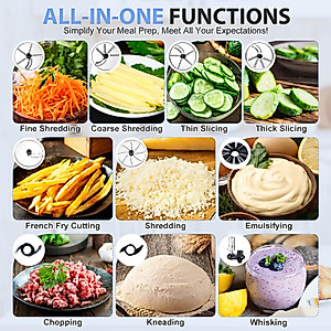 Homtone 16 Cup Food Processor with Storage Box, 10-in-1 Electric Vegetables Chopper for Slicing, Chopping, Mincing, Shredding, Purees & Dough, Extra-Large 3" Feed Chute, 600W, White