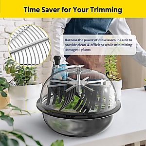 iPower 19 inch Bud Trimmer Leaf Bowl Twisted Spin Cut for Hydroponics Plants with Sharp Stainless Steel Blades, Clear Visibility Dome, Solid Metal Gear Box, Pruner Included (Upgraded Version)