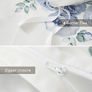 HYPREST Floral Duvet Cover Set King Size, 3 Pieces Blue Floral Farmhouse Duvet Cover Set- Soft, Lightweight & Breathable, Standard 100 by Oeko-Tex(No Comforter)