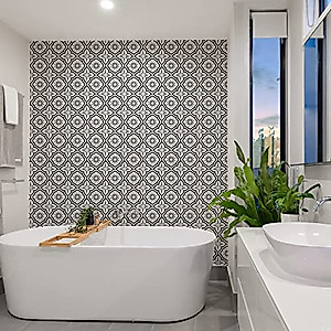 Peel and Stick Wallpaper Boho Contact Paper for Cabinets Black and White Wallpaper for Bedroom Geometric Wallpaper Self-Adhesive Wallpaper Kitchen Wallpaper Drawer Liner Waterproof Vinyl 17.5“×78.7”