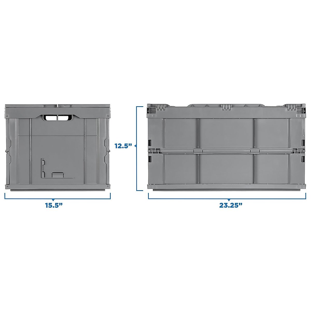 Mount-It! Collapsible Plastic Storage Crate, Folding and Stackable Utility Distribution Container with Attached Lid, 65L Liter Capacity, Pack of 1