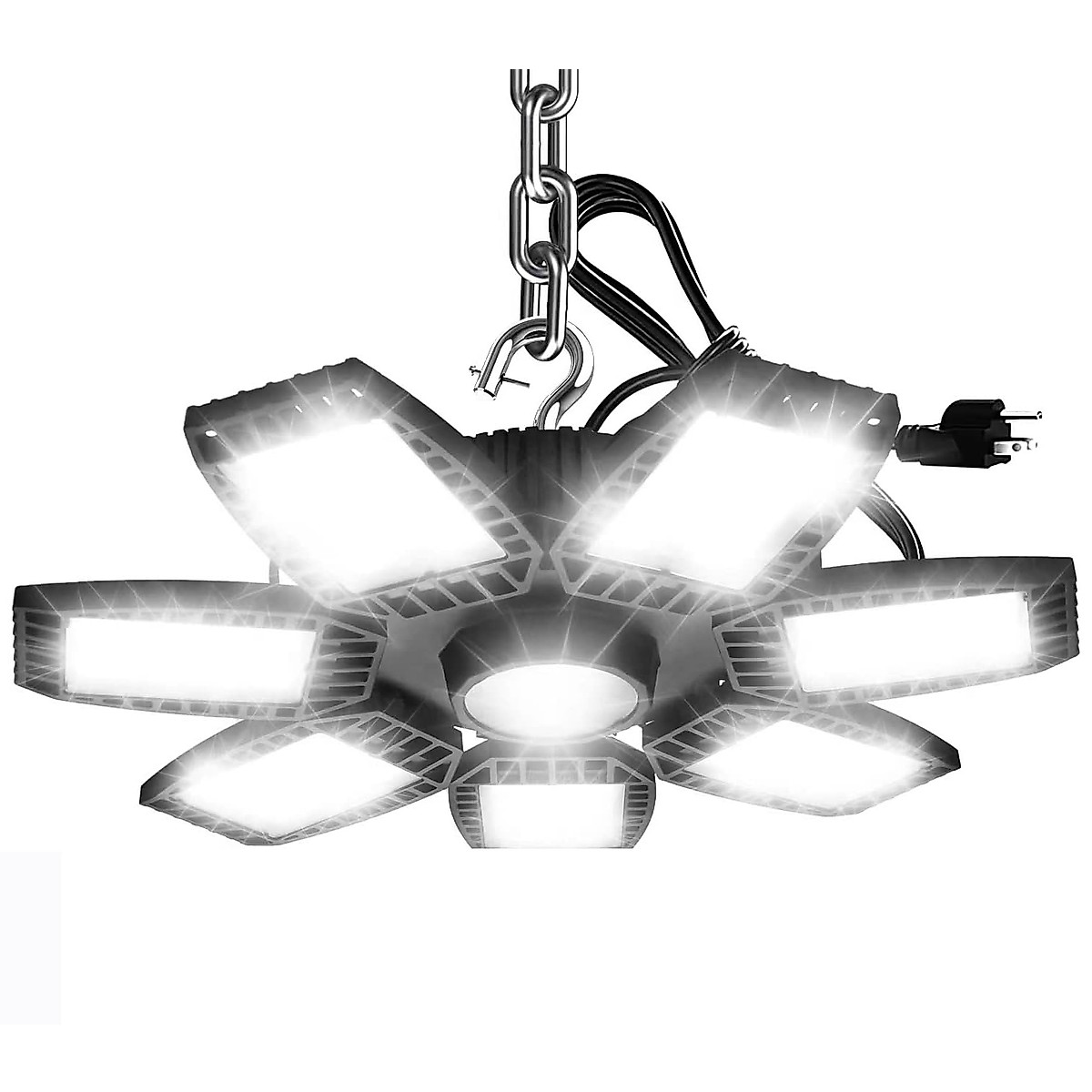 CODAFUL High Bay Light Led UFO Lights350W 49000LM (Eqv. to 1500W HPS/MH) with US Plug 5ft Cable 85-277V, IP65 Warehouse Residential, Barn, Factory, Workshop Shop Lighting (Black, 120W)