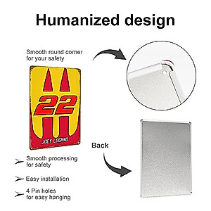 Logano 22 NumPlate Poster Metal Sign Tin Metal Retro Wall Decor for Home,Street,Gate,Bars,Club