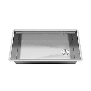 KINGSMAN ALL-IN-ONE Workstation 36 in. 16-Gauge Undermount Single Bowl Stainless Steel Kitchen Sink w/Build-in Ledge and Accessories (Brushed Stainless Steel)