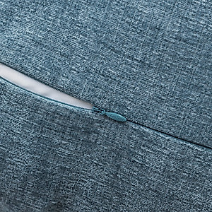 CaliTime Throw Pillow Cases Pack of 2 Cotton Thread Stitching Edges Solid Dyed Soft Chenille Cushion Covers for Couch Sofa Home Farmhouse Decoration 18 X 18 Inches Smoke Blue