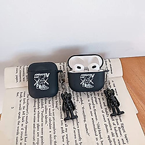 Air Pod 3rd Case, Cute Cover 3D Funny Cool Frosted TPU Kawaii Protective Cases Air pod 3rd 2021 Accessories for Women Girls Men Boy. (3rd Cover face Bear Black)