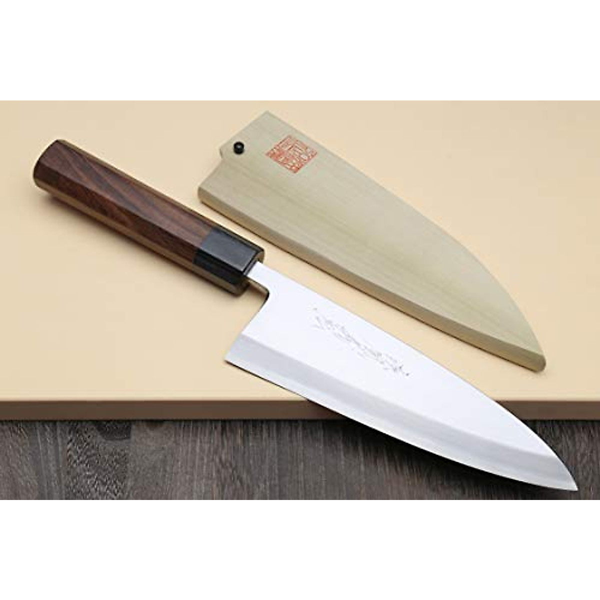 Yoshihiro Ginsanko High Carbon Stainless Steel Mizu Yaki Hongasumi Deba Japanese Fillet Chef Knife 6.5inch (165mm)