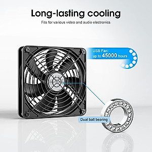ELUTENG 120mm Fan with 3 Speed 5V USB Powered 120mm Case Fan 1500PRM Gaming PC Fan Portable Cooling Fan Suitable for Tablet TV Receiver Router DVR Play Station Xbox Computer and More