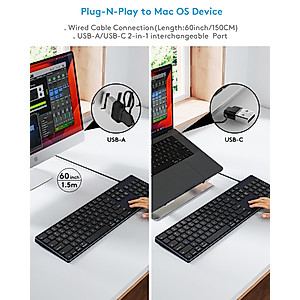 Yivandi Wired Keyboard for Apple Computer – Sleek Aluminum Housing,Precise106 Keys Compatible to Mac OS,Plug-N-Play iMac/Mac/MacBook Keyboard with Numeric keypad