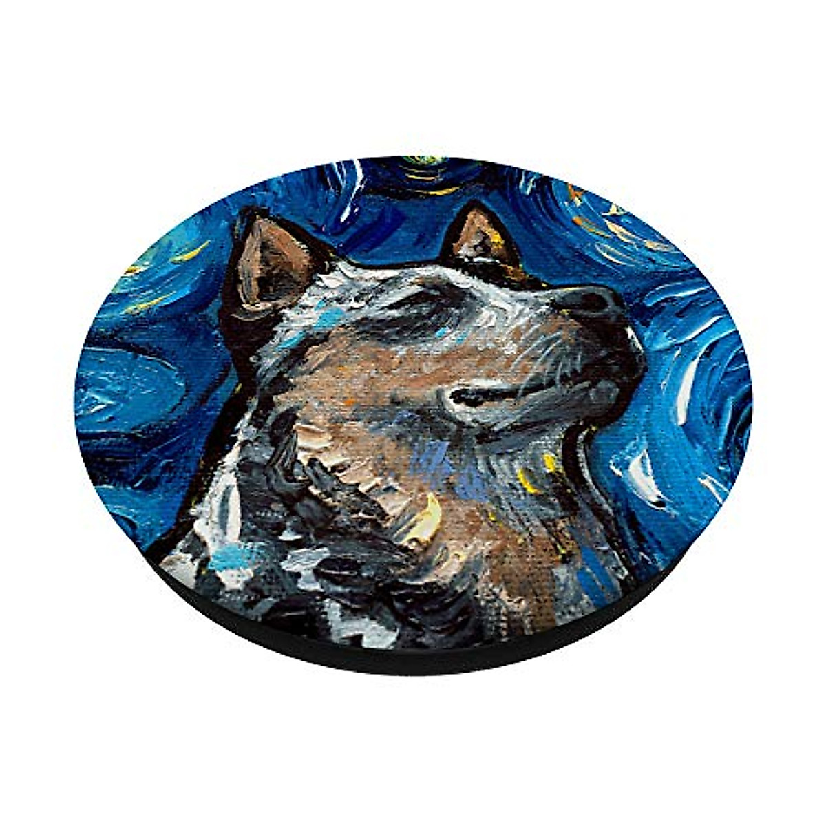 Happy Blue Heeler Portrait Starry Night Cattle Dog Art Aja PopSockets PopGrip: Swappable Grip for Phones & Tablets