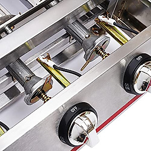 3 Burner Gas Tabletop Griddle, Commercial Gas BBQ Grill 2800Pa Stainless Steel Gas Grill for Outdoor Camping Party Tailgating (3-Burner)