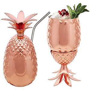 Vastigo 14 oz Pineapple Copper Plated Stainless Steel Cocktail Bar Standing Tumbler Mug Cup | Bar ware Kitchen | Drinking Party Cup
