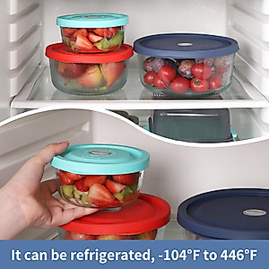 Replacement Lids for Pyrex 7200-PC 2 Cup and 7201-PC 4 Cup and 7402-PC 6/7 Cup, Silicone Round Storage Cover Lid for Anchor Hocking Glass Bowl 6 Pack Dark Blue