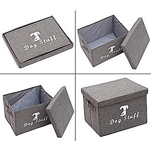 Geyecete Linen Storage Basket Bin Chest Organizer - Perfect for Organizing Dog Apparel & Accessories Storage, Dog Shirts, Dog Coats, Dog Toys, Dog Clothing, Dog Dresses, Gift Baskets - Gray