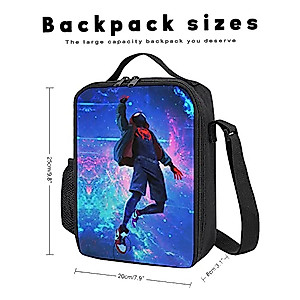 Vonpcaty 3Pcs Cool Cartoon Backpack with Lunch Bag Pencil Case Set, Large Capacity Bookbag 17-Inch Bag Travel Bag Lightweight Bag for Boys Girls Blue