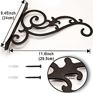 GSY 2 Pcs Hanging Plant Bracket 12-Inch,Wall Hook Hanging Plant Brackets,Black Iron Plants Indoor/Outdoor Planter Hangers Hooks,for Hanging Lanterns,Bird Feeders,Wind Chimes,Planters