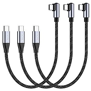 HOTNOW USB C to USB C Cable Right Angle 1.5FT 3Pack, PD 60W Type C USB 2.0 Fast Charge Cord Compatible with Samsung Galaxy S21/S21+/S20+ Ultra Note 20, Pixel 4/3 XL, MacBook Air iPad Pro 2020