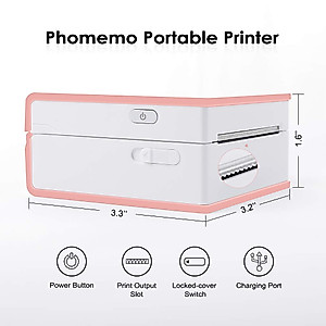 Phomemo M02 Mini Printer- Bluetooth Thermal Photo Printer with 3 Rolls Colorful Sticker Paper, Compatible with iOS + Android for Plan Journal, Study Notes, Art Creation, Work, Gift