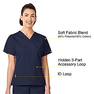 WonderWink Origins Women’s Bravo V-Neck Scrub Top - Navy, Small