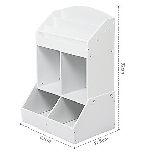 EGFheal Kids Bookshelf with Storage, Wood Children's Toy Storage Organizer and Bookcase - Perfect for Playroom, Bedroom, and Nursery School, White