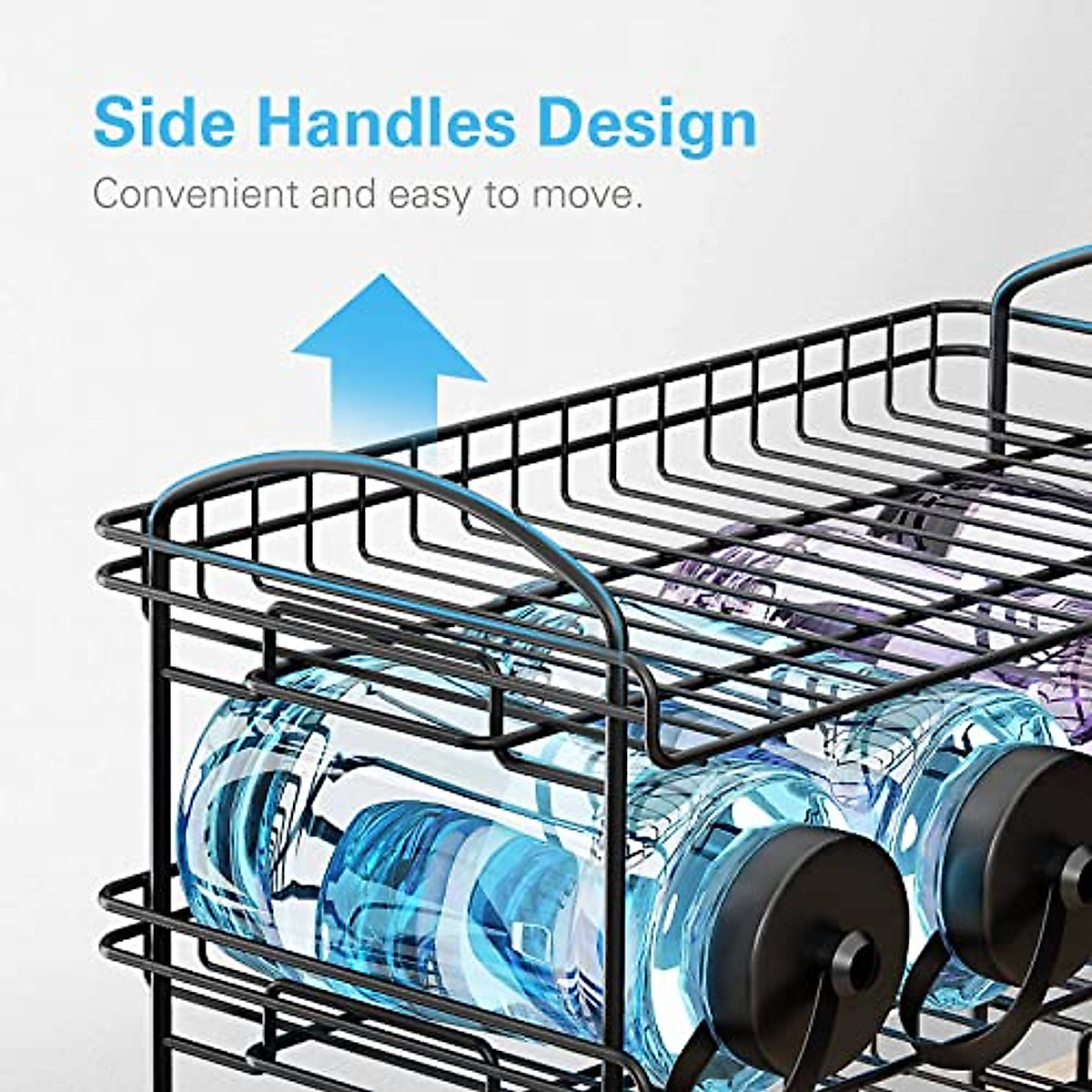 Zarler Water Bottle Organizer Rack, 3-Tier Water Bottle Storage Holder No Tools Assembly, Stackable Water Bottle Organizers Shelf for Cabinet Kitchen Pantry Countertop