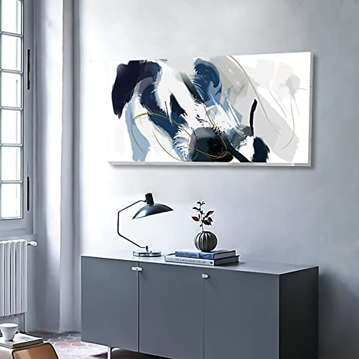 Rerkoudur Canvas Wall Art Blue Abstract Wall Art Paintings Large size Wall Decor Living Room for Bedroom, Bathroom, Kitchen, Office, Dining room Artwork 20Inchesx40Inches