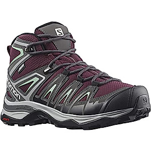 Salomon X Ultra Pioneer MID CLIMASALOMON Waterproof Hiking Boots for Women Trail Running Shoe, Wine Tasting/Magnet/Granite Green, 7.5