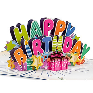 Paper Love 3D Pop Up Birthday Card, Happy Birthday Pop Up Card (Blue), Handmade 3D Popup Bday Greeting Cards, For Him Men Boy Husband Son Kids Adults, 5" x 7"