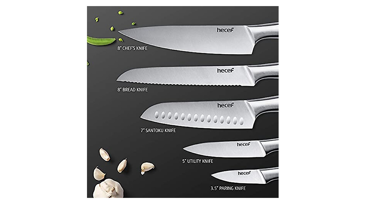 hecef Silver Kitchen Knife Set - 5 Essential Knives