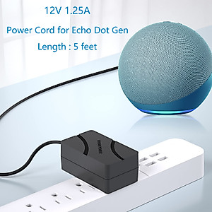 VHBW 15W Replacement for Alexa Echo Cord for Echo Dot Charger for Echo Dot 3rd & 4th Gen, Echo Show 5, Dot 3rd & 4th Gen with Clock, Dot Kids Edition, Spot, Fire TV Cube Power Cord