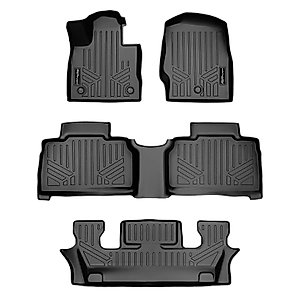 SMARTLINER Custom Floor Mats 3 Row Liner Set Black Compatible with 2020-2023 Compatible with Ford Explorer Only Fits 6 Passenger Models W/ 2nd Row Bucket Seat