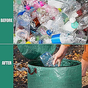 2 Pack Reusable Yard Lawn Waste Management Bags, Collapsible Garden Grass Leaf Bag Holder with Lid and Handle, Extra Large Heavy Duty Gardening Container for Garbage Dumpster Debris (132 Gallon)