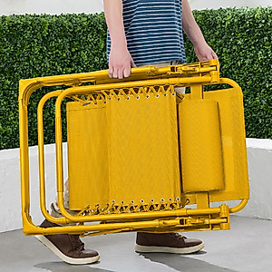 Best Choice Products Adjustable Zero Gravity Chair, Monochromatic Color Folding Patio Recliner w/Side Tray, Headrest - Sunflower