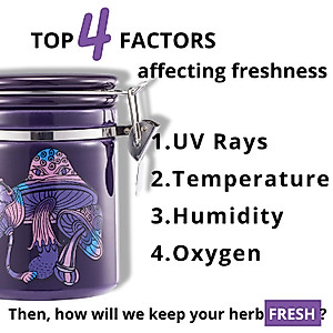 Smell Proof Container (500ml - 1 Oz), Mushroom Stash Jar Airtight Container -Separate Space for Humidity Pack, Smell Proof Jar Stash Container Cute Storage Box Case, Clay Odor Proof Container, Purple