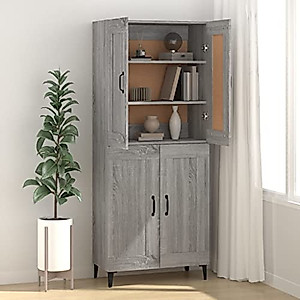 Natulvd Kitchen Sideboard Buffet Cabinet with Double Doors & Metal Legs, Industrial Medical Cupboard Console Table Coffee Bar Cabinet for Entryway, Living Room - Gray
