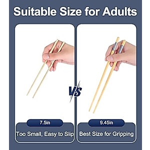 LOROTOCO 50 Pairs Bamboo Chopsticks Disposable | Separated | Reusable | Dishwasher Safe- （9.45in）