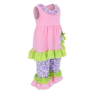 Unique Baby Girls Damask Easter Outfit Toddler Girl, Toddler Easter Outfit Girl, Toddler Girl Easter Outfit (7/XXL, Pink)