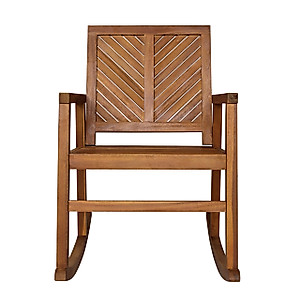 JONATHAN Y RCK100A Ned Modern Chevron-Back 300-Lbs Support Acacia Wood Patio Outdoor Rocking Chair for Garden, Lawn, Backyard, Pool, Deck, Beach, Firepit, Teak