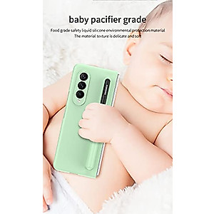 BAILI Z Fold 3 Case with Pen Holder,Liquid Silicone Shockproof Protective Galaxy Z Fold 3 Case Cover, Silky and Soft Touch, Slide Rail Type Removable Pen Cover for Samsung Z Fold 3 Case-Cool Black