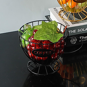 Agirlvct Coffee Pod Holder,Large K-Cup & Nespresso Capsule Organizer, Coffee Capsule Basket, Metal Coffee Bar Organizer for Kitchen Dinning Room Office Home Cafe Hotel (Black-Tea Cup )