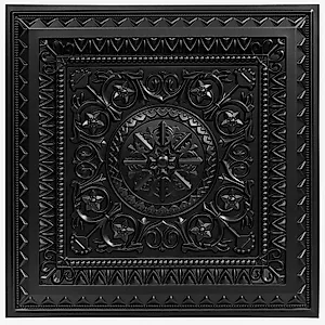 Art3d Drop Ceiling Tiles, Glue up Ceiling Tiles, 2'x2' Plastic Sheet in Black (12-Pack, 48 Sq.ft)