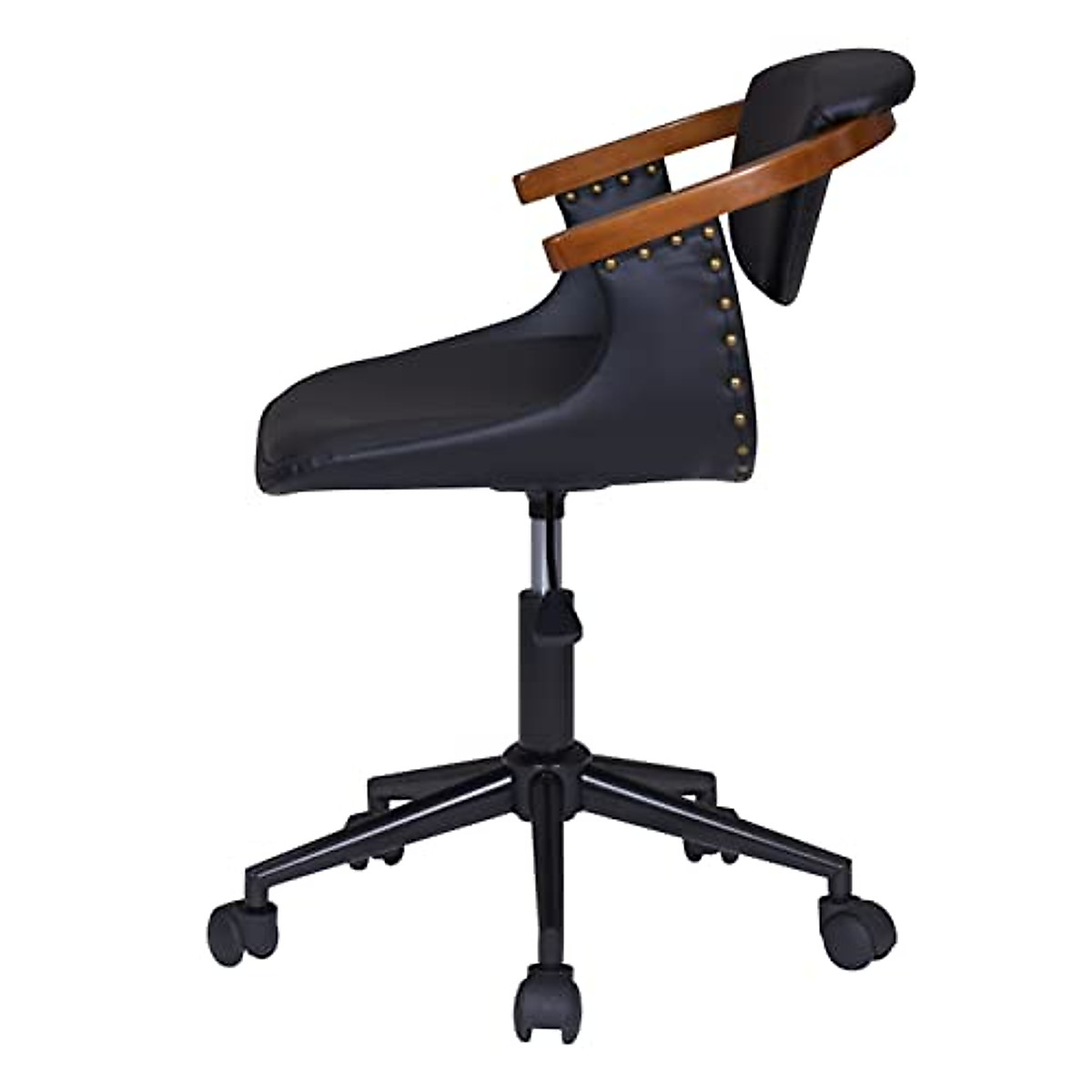 npd furniture and more Darwin PU Bamboo Office Chair, Black/Walnut